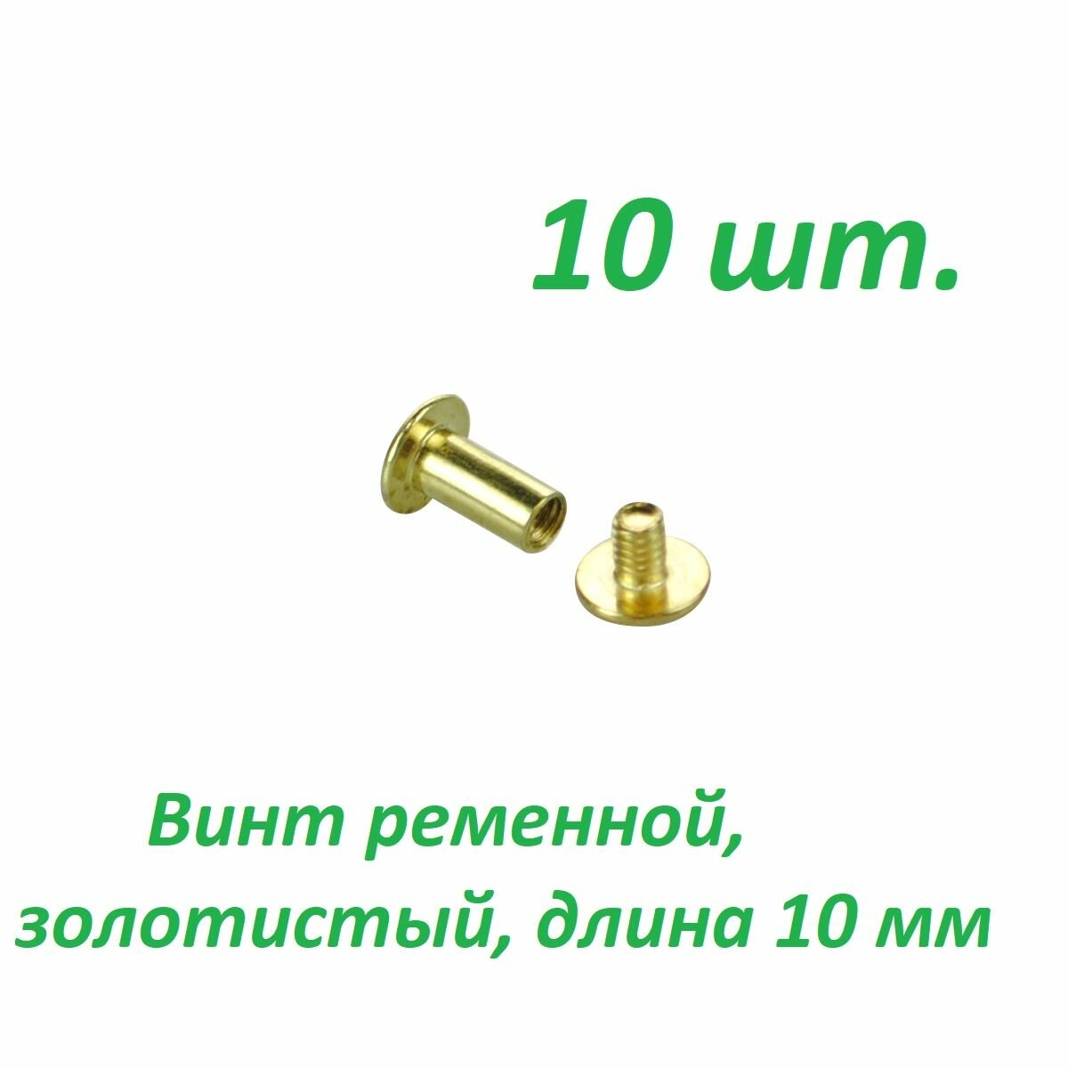 Ременной винт для ремня 10мм , сумки , фурнитура для кожи, золотой, 10шт