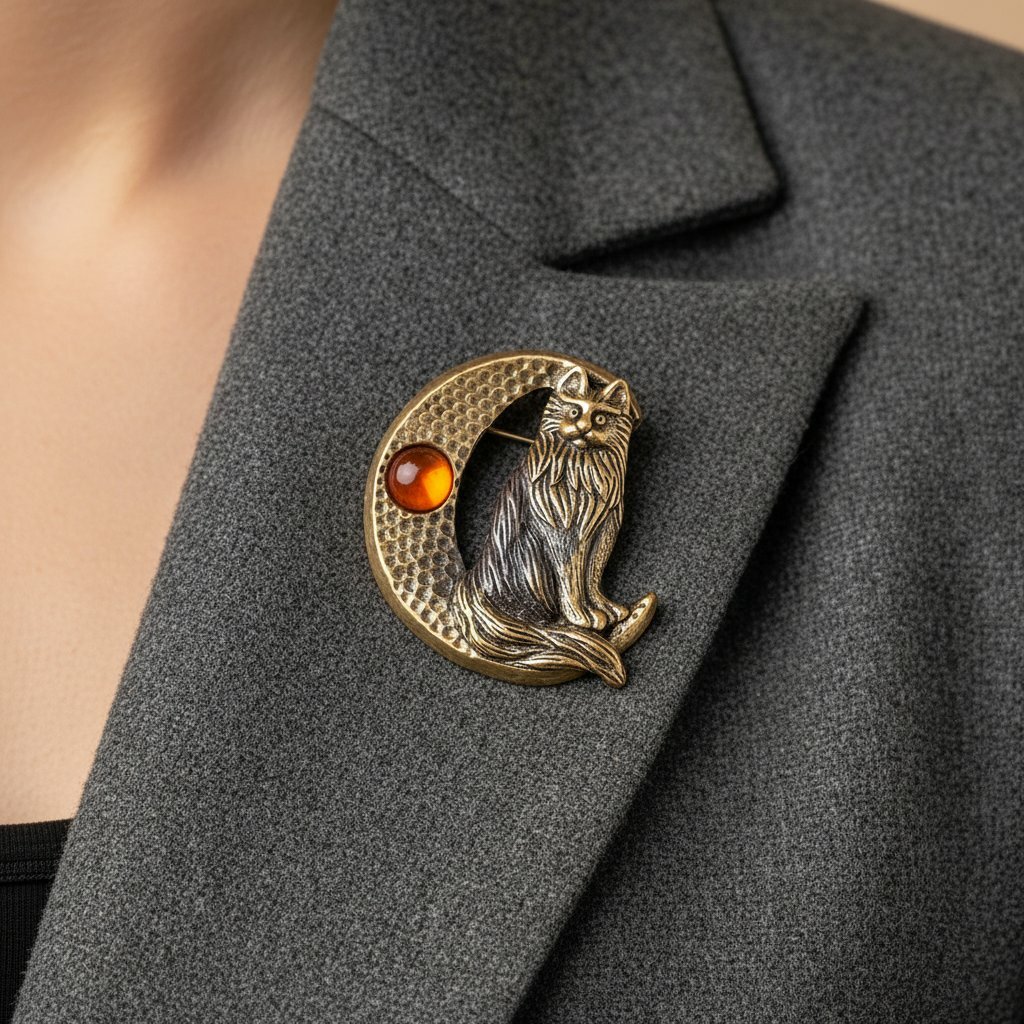 Брошь, янтарь