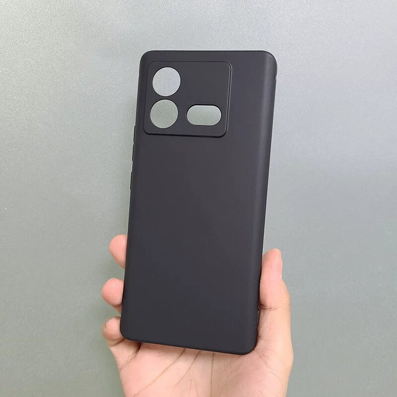 IQOO Neo8 Pro Премиум матовый песочный черный мягкий силиконовый чехол для телефона тонкий анти-отпечатки полная защита