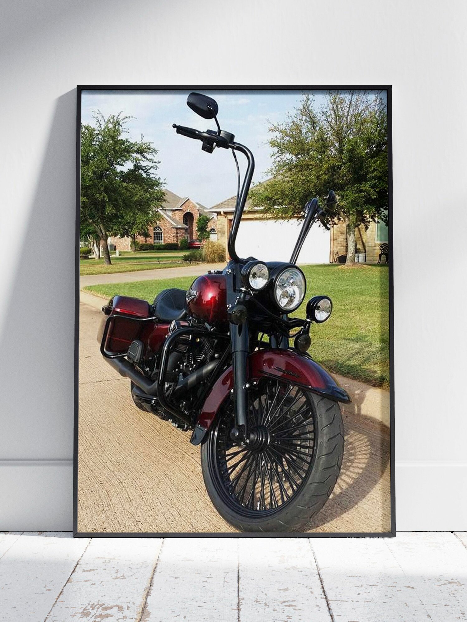 Плакат на стену для интерьера Мотоцикл (Harley-Davidson Road King 2) - Постер по мото и байкам формата A4 (21x30 см)