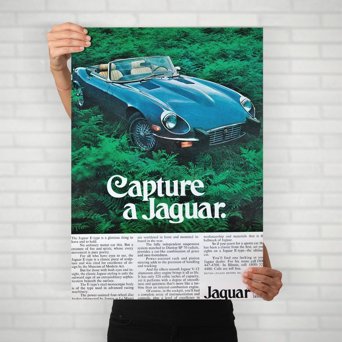 Плакат на стену для интерьера Культовые машины (Jaguar E Type 9) - Постер по легендарным и классическим ретро автомобилям формата А1 (60x84 см)