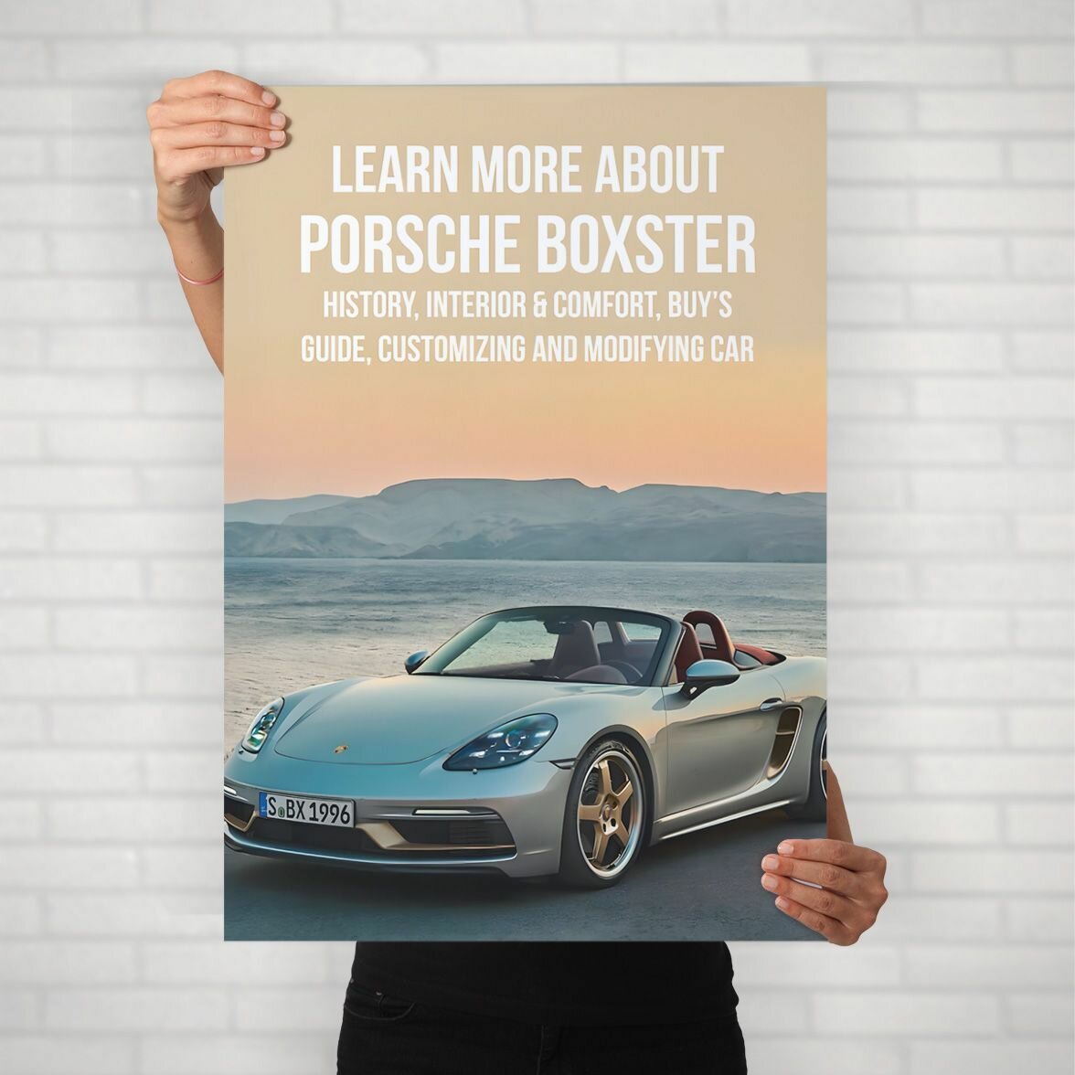 Плакат на стену для интерьера Кабриолет (Porsche 718 Boxster GTS 4 0 9) - Постер по машинам родстерам с открытым верхом формата А1 (60x84 см)