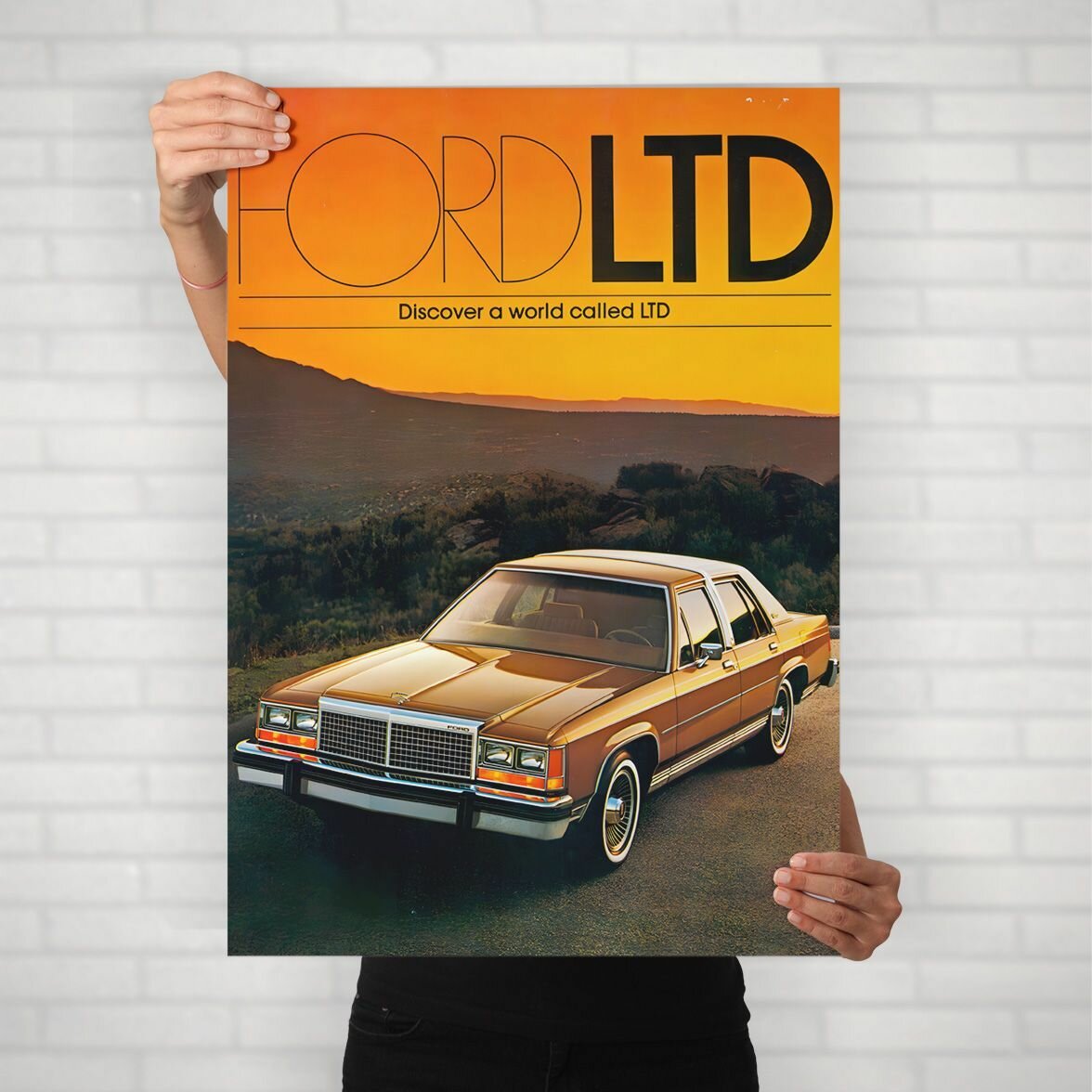 Плакат на стену для интерьера Лоурайдер (Ford LTD Crown Victoria 15) - Постер по тюнингованным автомобилям формата А2 (42x60 см)