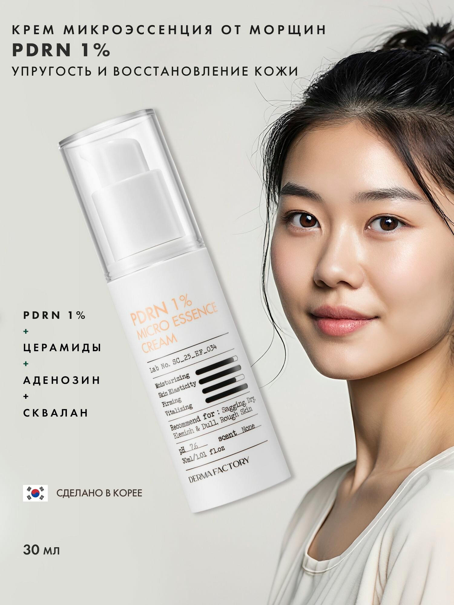 Микро эссенция для лица PDRN 1% Micro Essence Cream увлажняющая, 30 мл