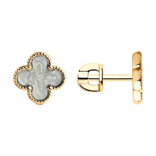 Серьги пусеты, серебро, 925 проба, золочение, эмаль