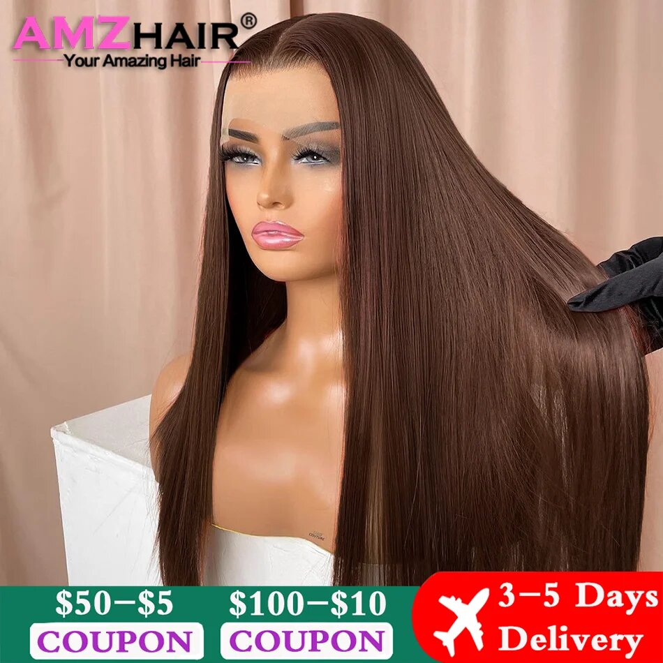 Прямой парик из натуральных волос 24" 13x4, 150%