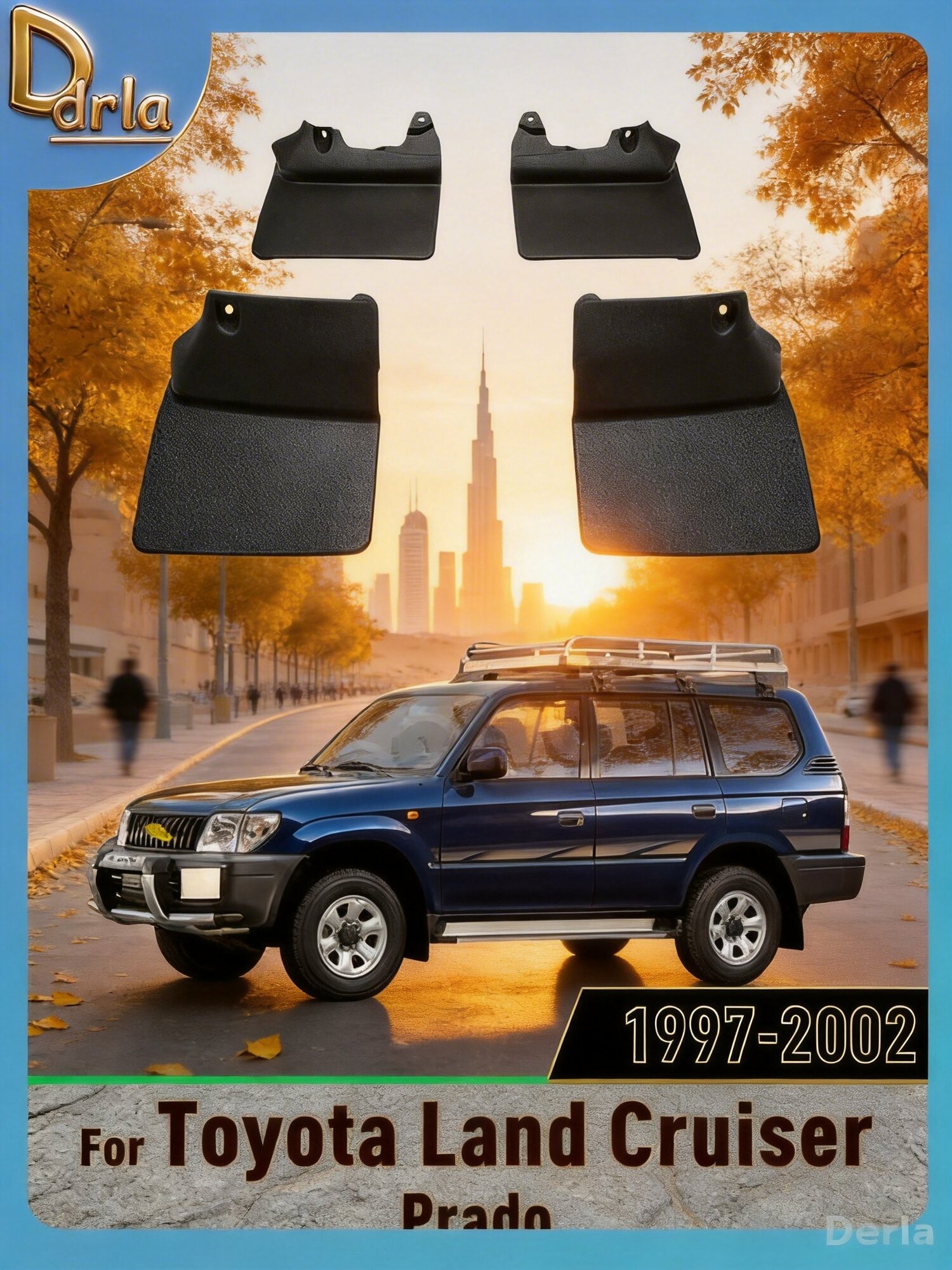 Брызговики передние и задние комплект 4 шт для Toyota Land Cruiser Prado FJ90 FJ120 FJ150 FJ200, модельная посадка из АБС-пластика с комплектом крепежа