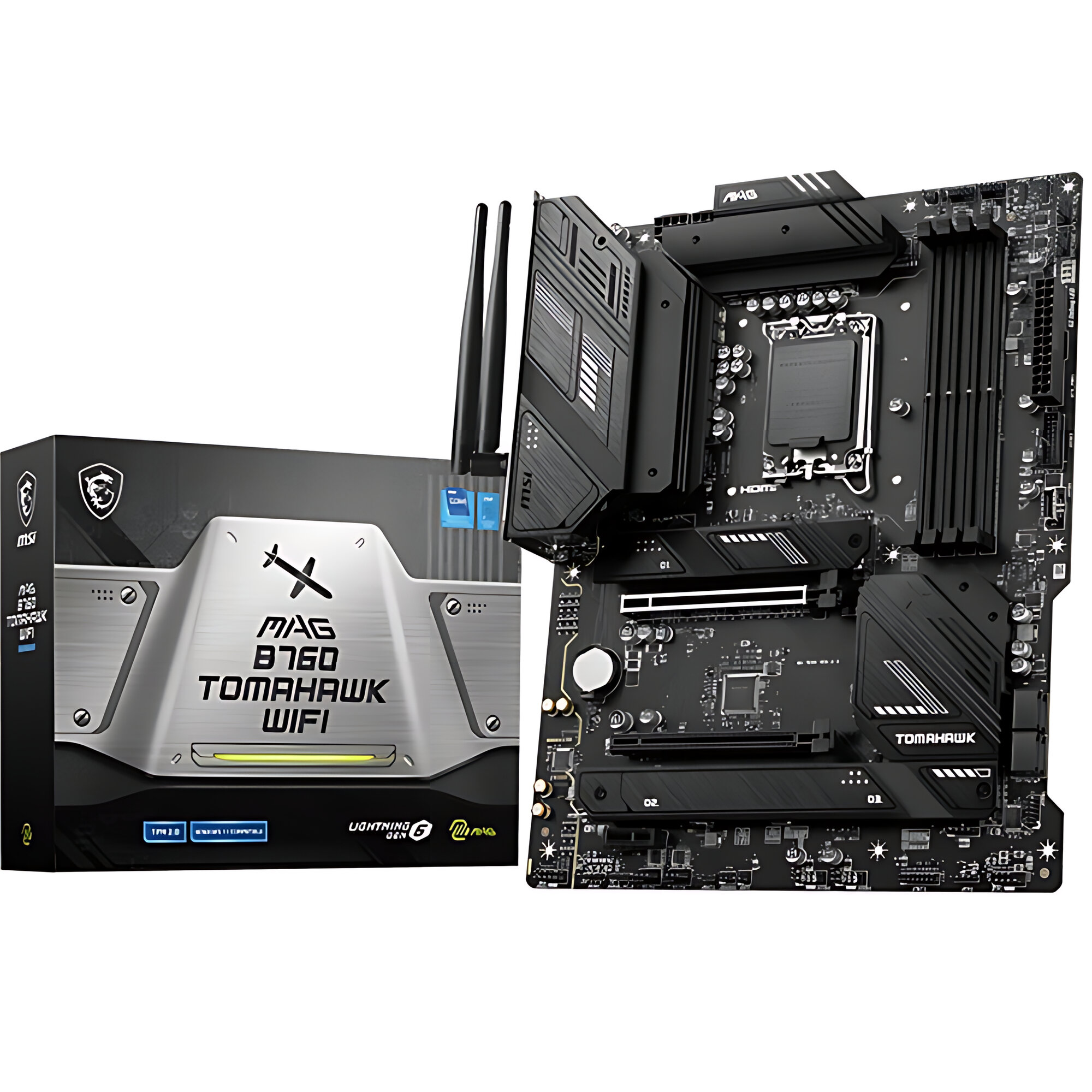 Материнская плата MSI MAG B760 TOMAHAWK WIFI (LGA1700/B760/4xDDR5/2xPCI-Ex16/3xM.2/SB7.1/GLAN/Wi-Fi/BT/HDMI/DP/ATX)