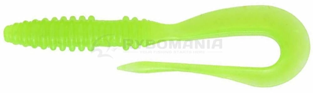 Приманка силиконовая тонущая, съедобный твистер Keitech Mad Wag Mini 3.5" #026 Clear Chartreuse Glow