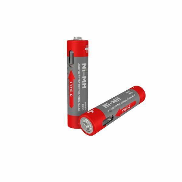 Батарейка аккумуляторная АА, 2000 мАч, 2 шт, зарядка Type-C REXANT