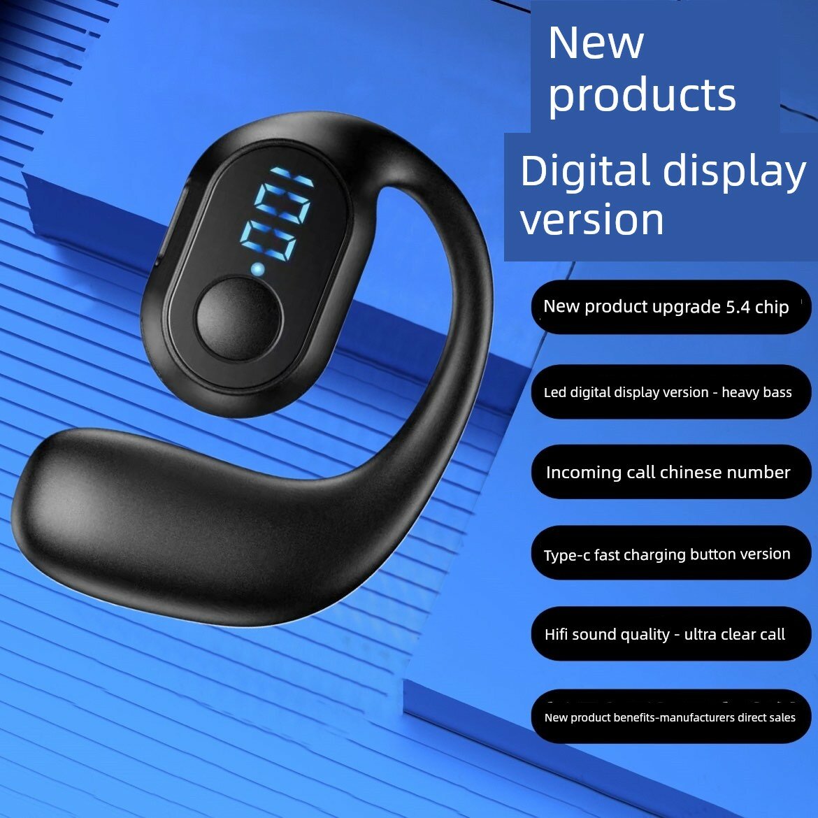 Беспроводные наушники с костной проводимостью Bluetooth с обновленным черным цветом, импортный чип, басы Harman,