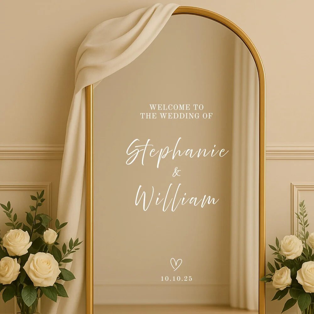 Зеркальная наклейка Bienvenidos A Nuestra Boda 60x85cm, white