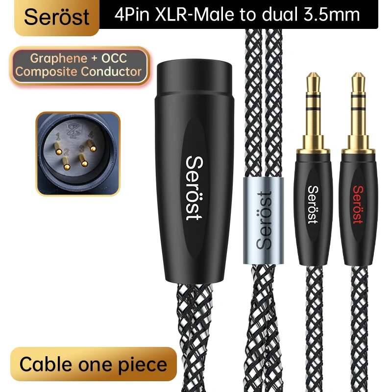 Аудиокабель Serost HiFi Graphene Arthur OCC Copper 3.5/4.4мм/4Pin-XLR