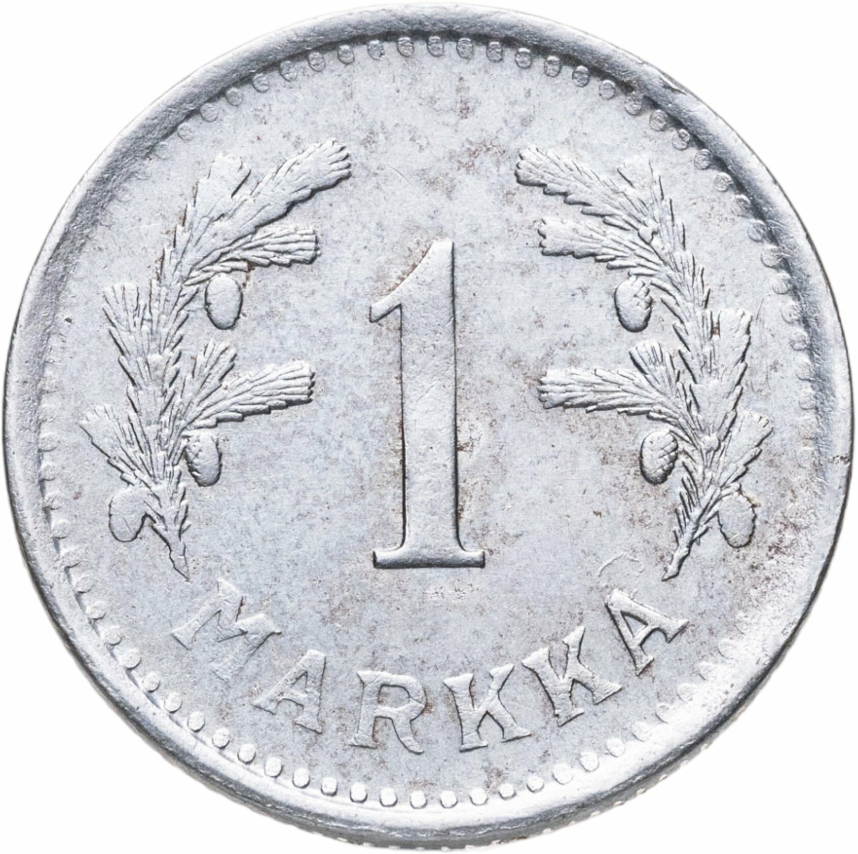 Финляндия 1 марка markka 1949, Сталь, в сохранности XF