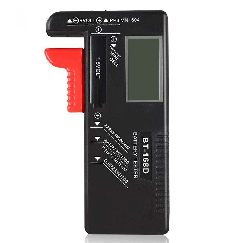 Тестер батареек BT-168D цифровой, 1.5V, 9V