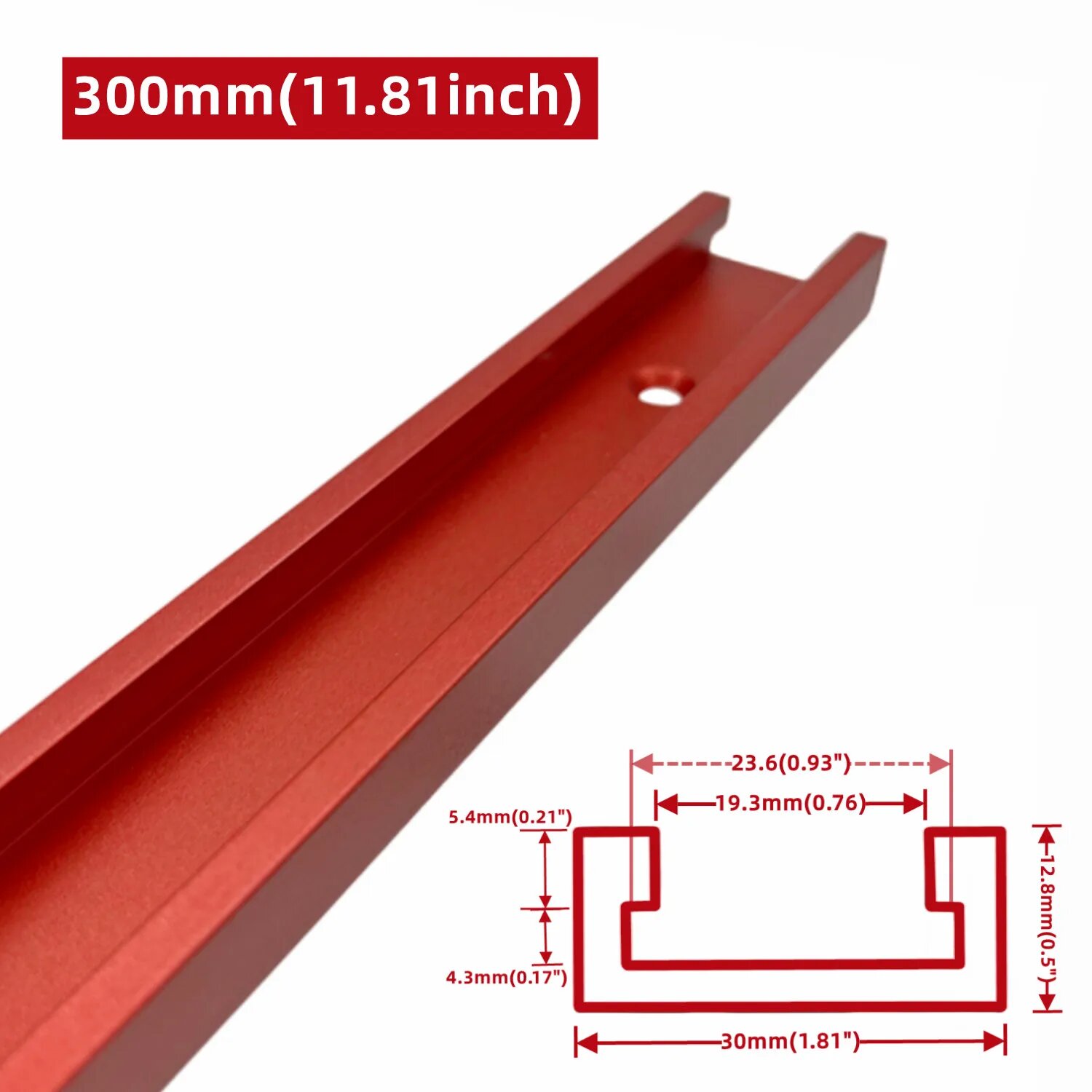 Алюминиевый T-трек деревообработки 300mm Red Slot