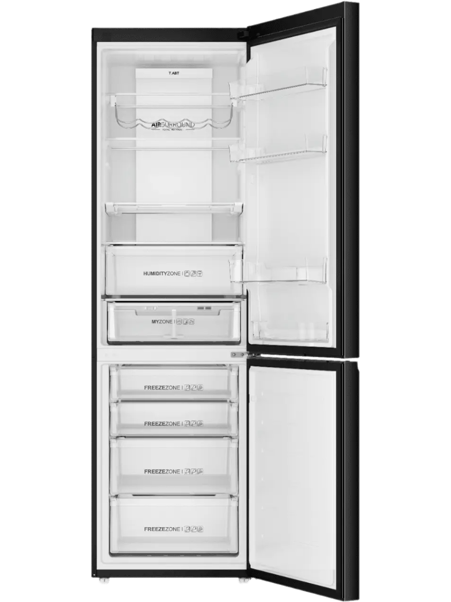Холодильник Haier C4F640CGBGU1 инверторный No Frost 400 л зона свежести MyZone 200 см черный стеклянный фасад