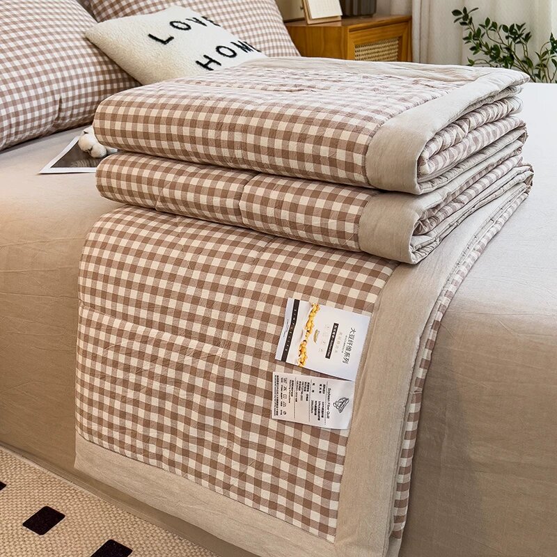 Антибактериальное летнее прохладное одеяло без печати, одеяло с кондиционером, плед из чистого стираного хлопка, можно
