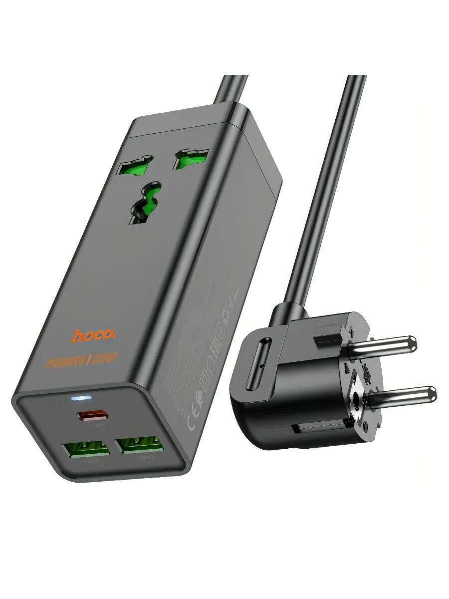 Сетевой фильтр Hoco AC9A 30W, черный, EU
