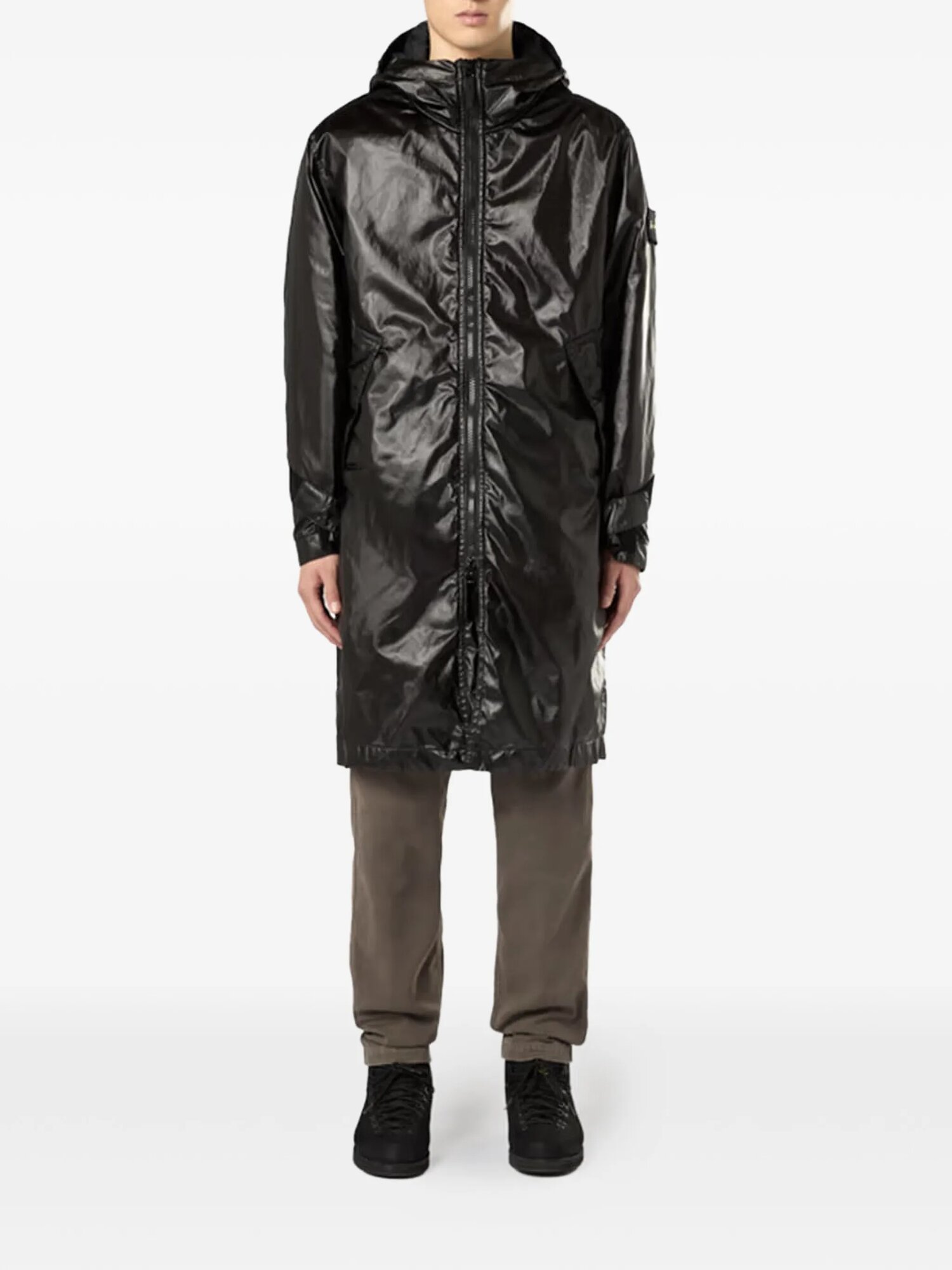 Куртка Stone Island Logo-patch hooded jacket, размер M, black/black — фото 1