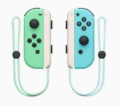Беспроводной контроллер JoyCon для Nintendo Switch/Switch OLED с металлическим рельсом, ремешком, поддержкой фитнес-кольца и вибрации, Animal Crossing