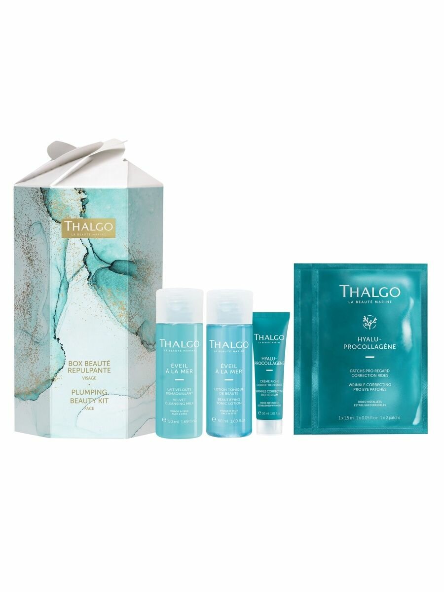Thalgo Набор уходовых средств для лица (Очищающее молочко 50мл + Тонизирующий лосьон 50мл + Увлажняющий крем 30мл + Разглаживающий крем для глаз 10мл)