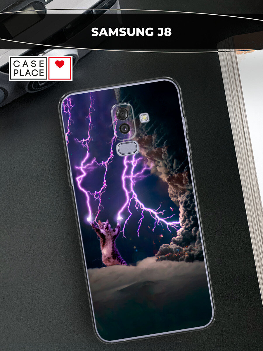 Чехол на Samsung Galaxy J8 / Самсунг Галакси Джей 8 с принтом Кот призыватель погоды