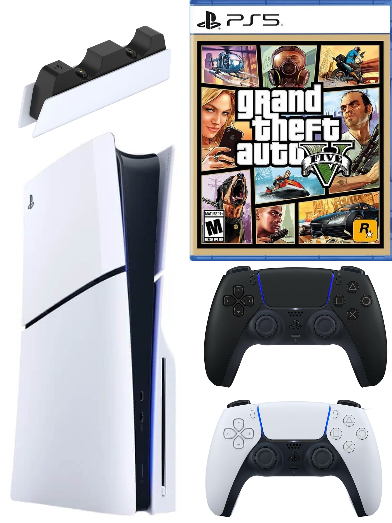 Игровая приставка Sony PS 5 Slim, 1ТБ(с дисководом) +2 геймпад + Зарядная станция + GTA 5 ,(подробности в чате)