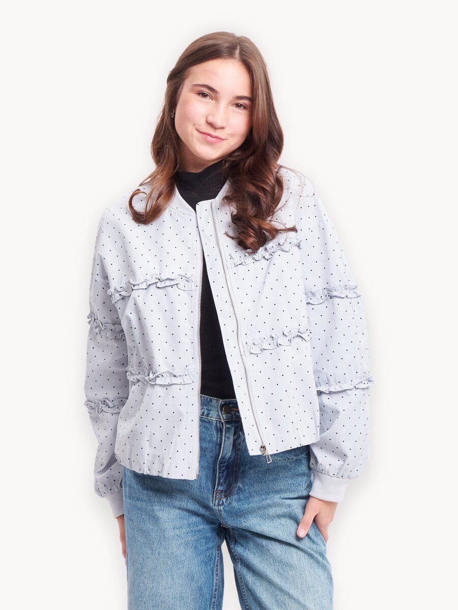 Бомбер  Бомбер женский голубой в горошек oversize 42-48 размер