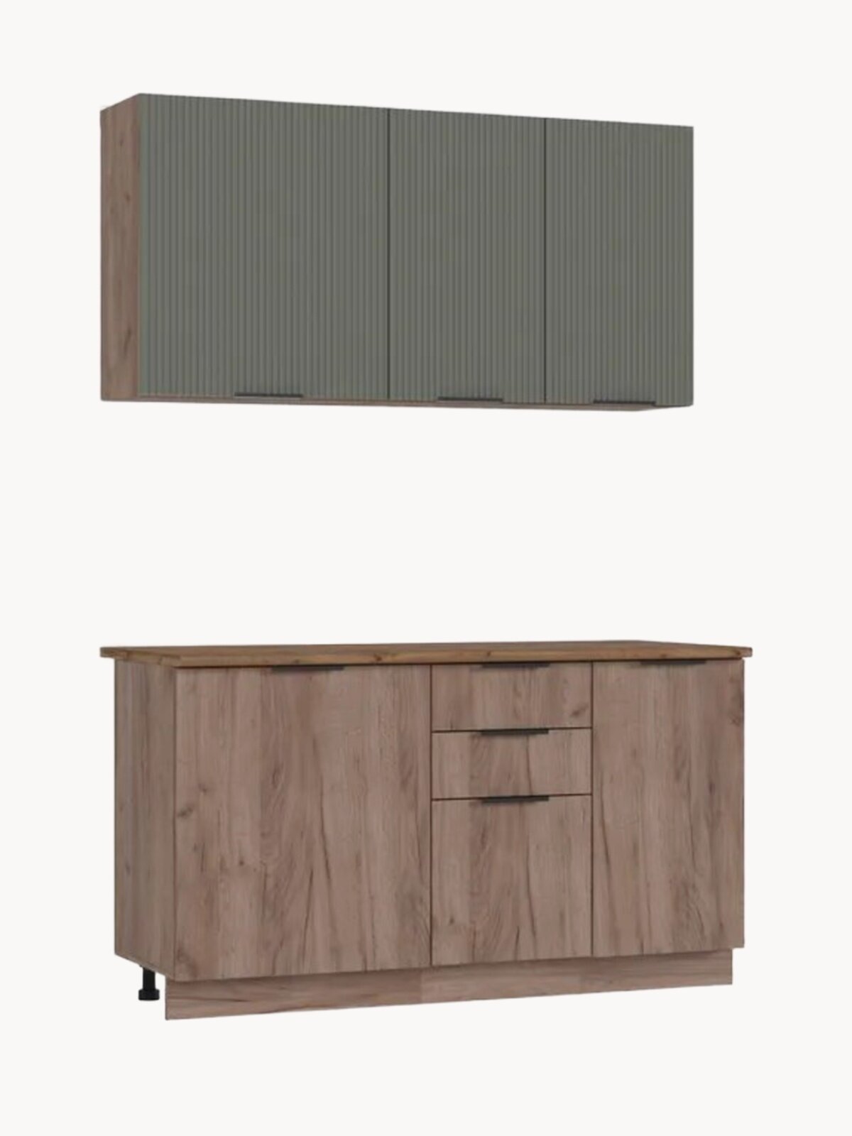 Кухонный гарнитур Стендмебель "Агава", МДФ, цвет дуб крафт оливковый, 1,4 метра столешница в комплекте