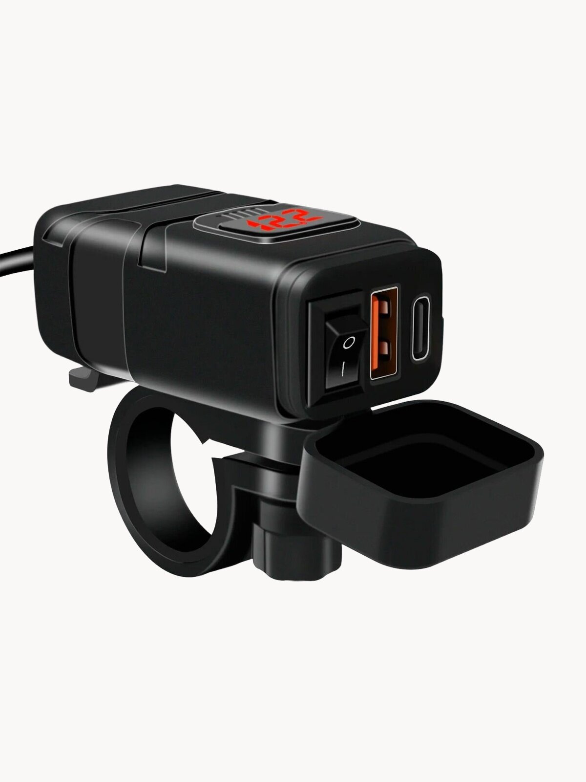 Влагозащитная быстрая зарядка на руль мотоцикла / Порты TYPE-C и USB