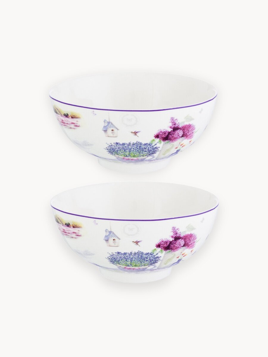 Набор 2 салатников 600 мл 15х15х7 см Elan Gallery Лаванда, фарфор