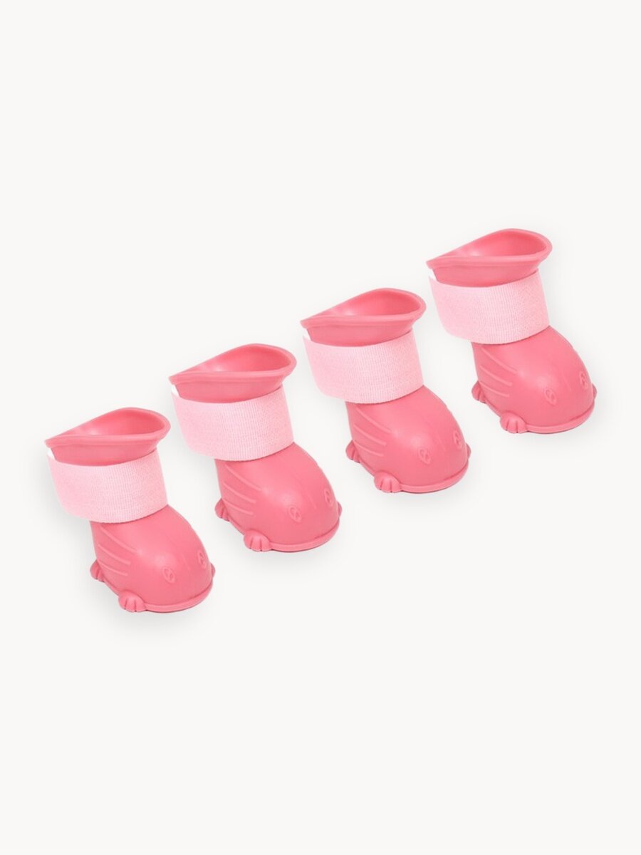 Ботинки для собак, резиновые, набор 4 шт, размер L , розовые