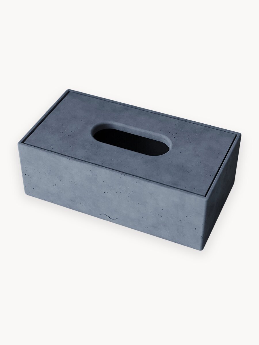Салфетница интерьерная Helen с крышкой, 24x8.5x13 см, бетон, графитовая матовая