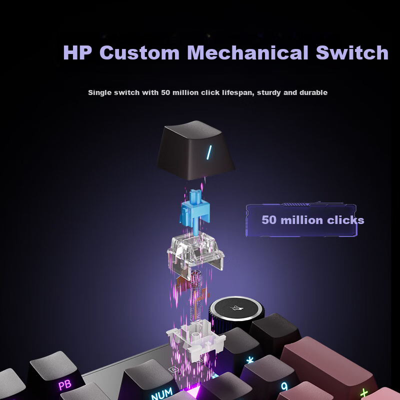 HP K10GV2 Механическая клавиатура с проводом для офиса и игр поддержка многоплатформенности 104 клавиши с градиентным