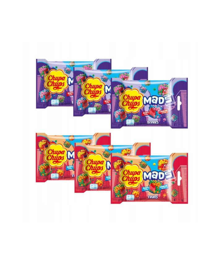 Желейные конфеты Chupa Chups Mads с хрустящей посыпкой, микс вкусов, 6х45 г - 8723400833345