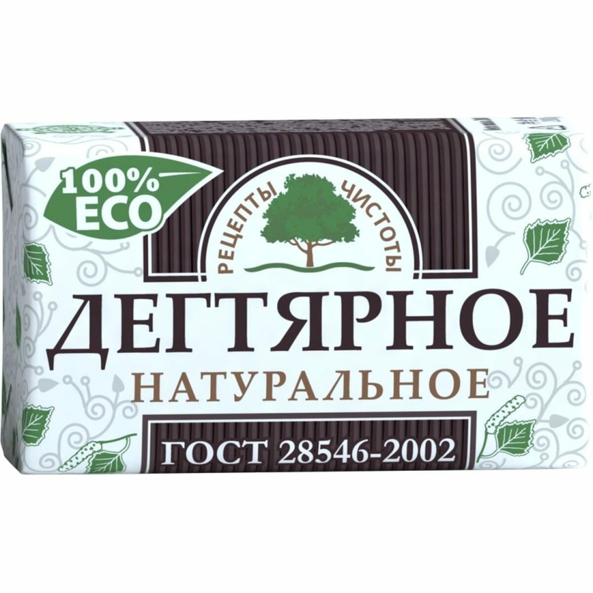 Мыло кусковое туалетное Рецепты чистоты "Дегтярное" антибактериальное, 200г, бумажная упаковка, 36шт.