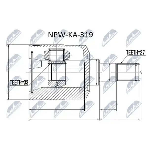 NTY NPW-KA-319 шрус наружный Sportage (Спортедж) 2.7 04-10, tucson 2.7 04-10 / лев /