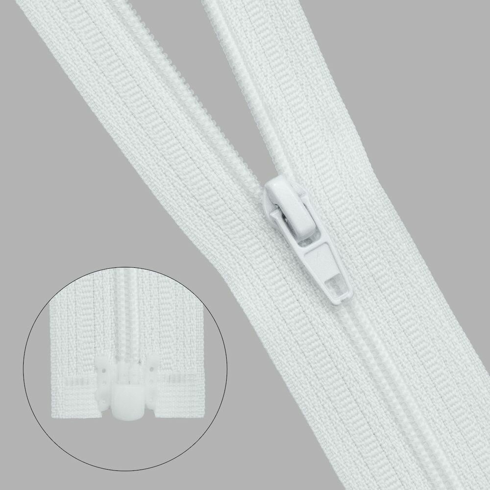 Молния айрис витая т3 1 замок 50 см 501 белый, 10 шт