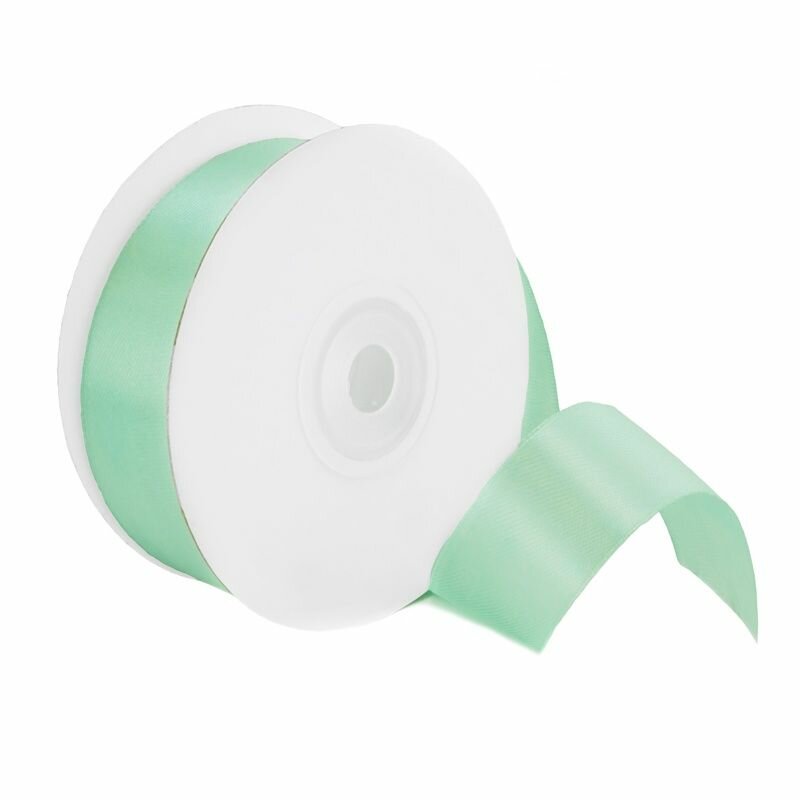 Лента атласная Браво Нежно-бирюзовый цвет, на бобине, материал 100% полиэстер