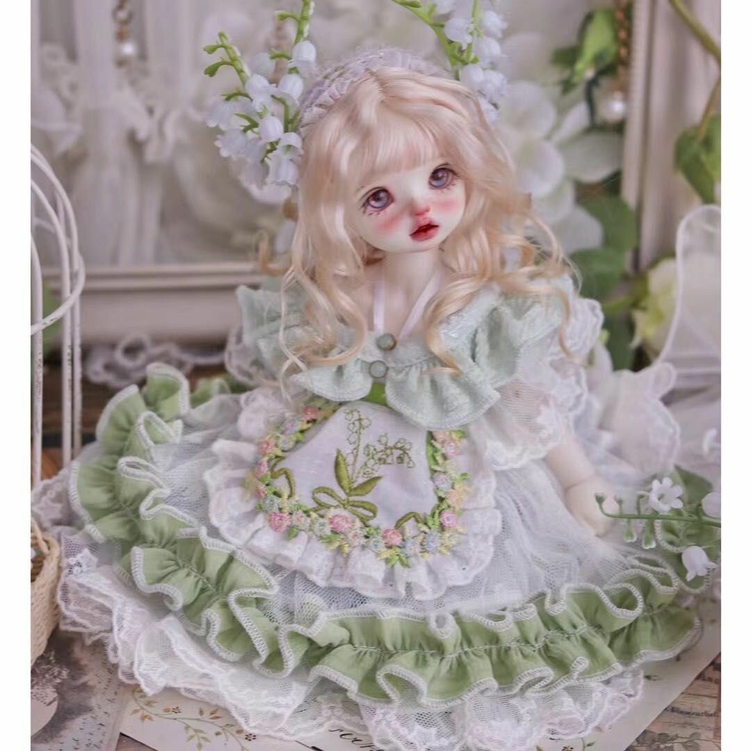Кукольная одежда в пасторальном стиле Лолиты, 10-дюймовый комплект из 6 предметов, включая внутреннюю юбку, внешнюю юбку, головной убор, рукава, головной убор, нижнее белье