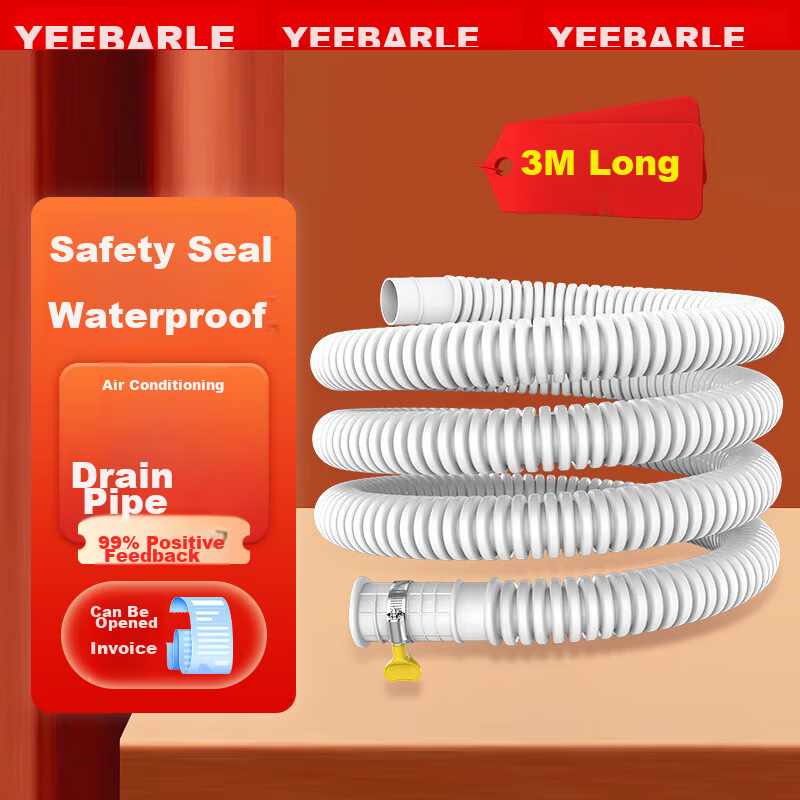 Yibaili Air Conditioner Drainage Hose, Condensate Water Pipe, Thickened Anti-Aging Drainage Pipe, Gree Midea Wall-Mounted Air Conditioner Accessories, White 3 Meters 7116yl