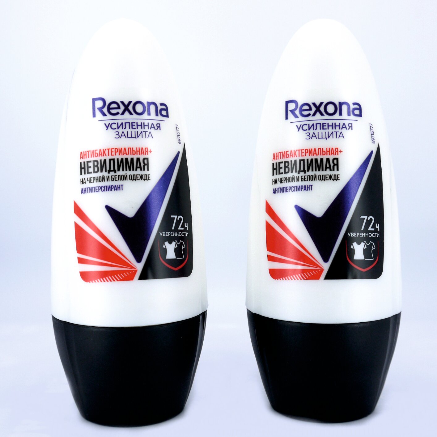 Антиперспирант шариковый Rexona "Антибактериальная и невидимая на черной и белой одежде". Упаковка 2 шт.