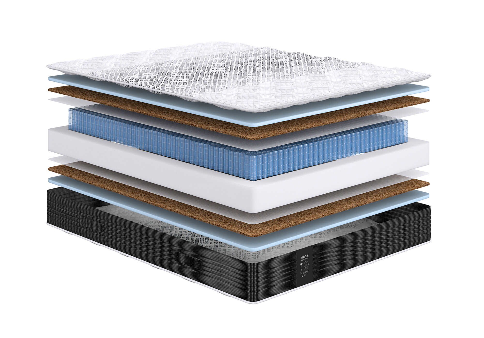 Матрас Сонум Gros Middle 160х190 высота 24 см анатомический средней жесткости кокосовый Независимые пружины