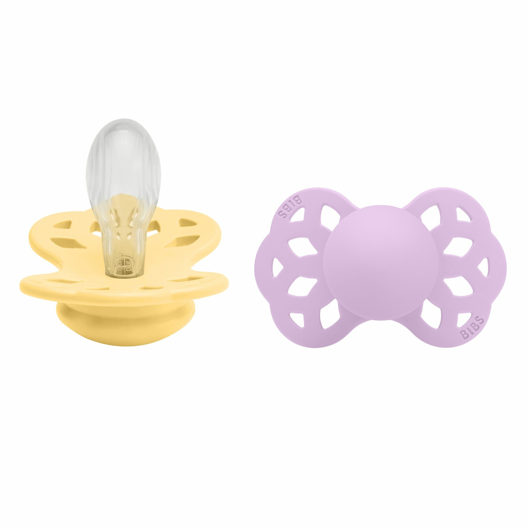 Набор 2 шт. Соска пустышка силиконовая BIBS Infinity Symmetrical Pale Butter/Violet Sky 6+ месяцев