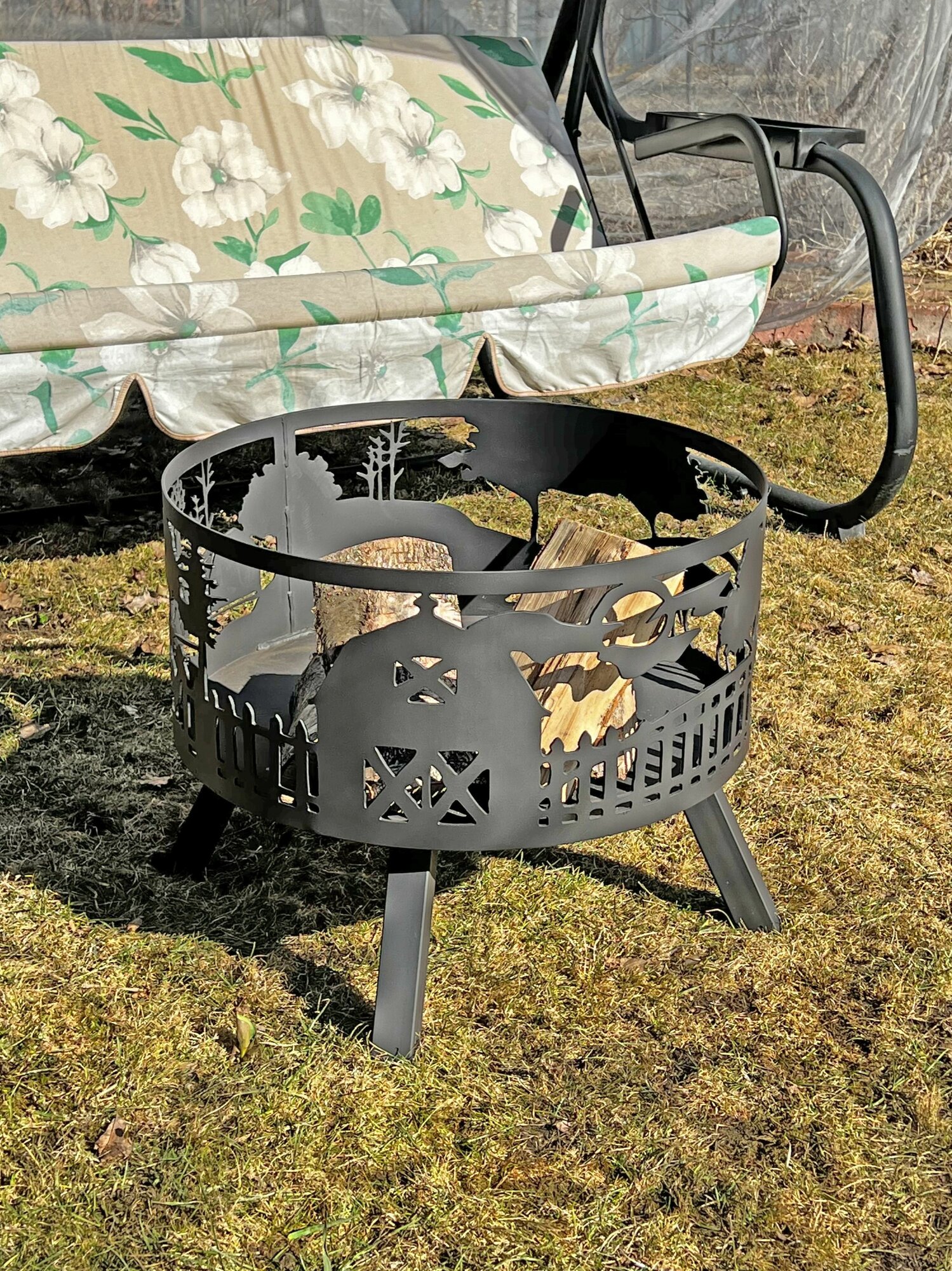 Костровая чаша Ферма+Решетка гриль+Крышка 60 см 0,3 см