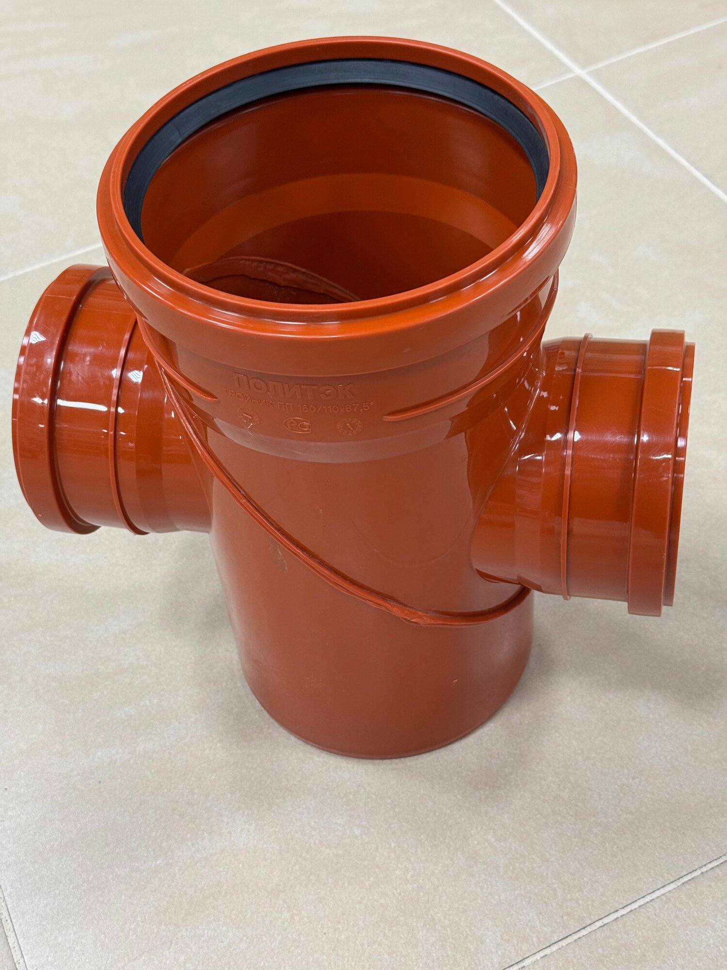Крестовина 110х160х110 87,5 гр для наружной канализации Политэк