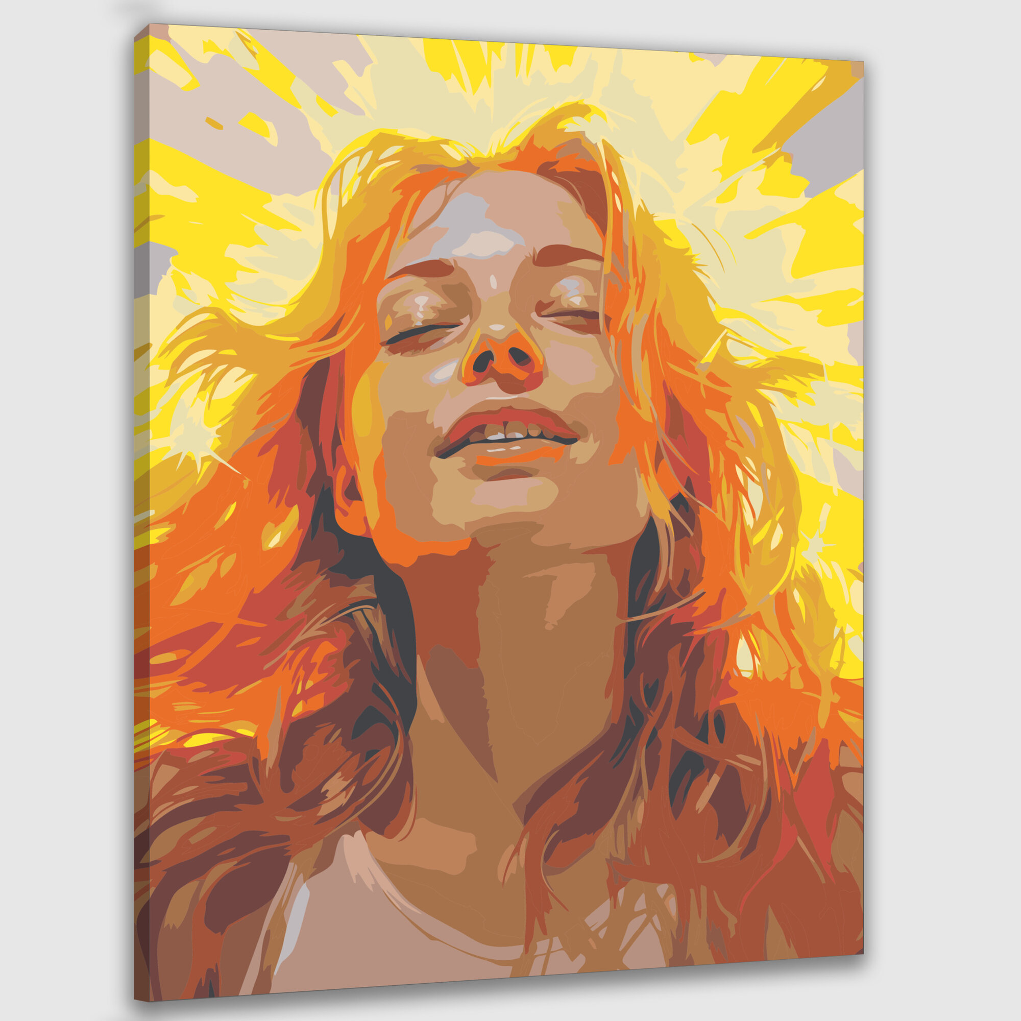 Картина по номерам 40x50 см, картина, масло, глаза, девушка, солнечный свет, сияние, лицо, счастье, безмятежность