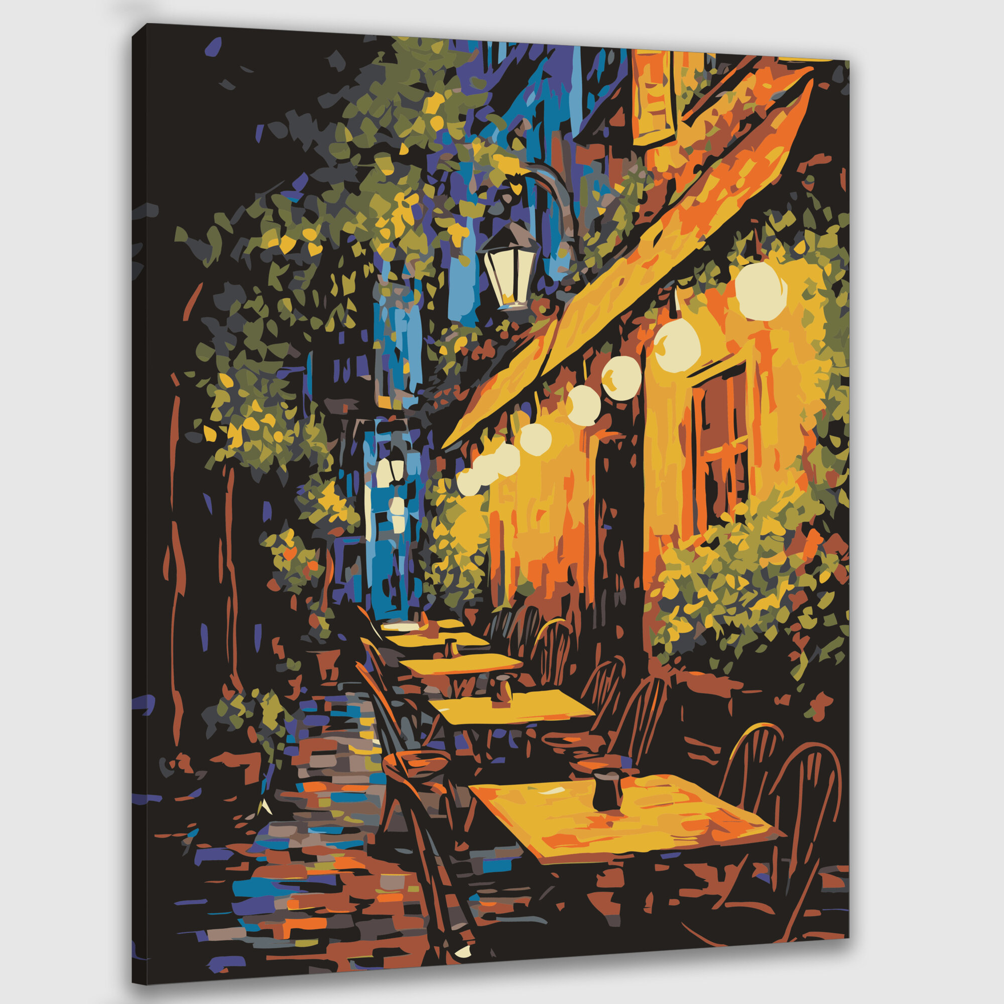 Картина по номерам 40x50 см, терраса кафе, Ван Гог, атмосфера, акрил, манящие краски, живой мазок, уютная обстановка