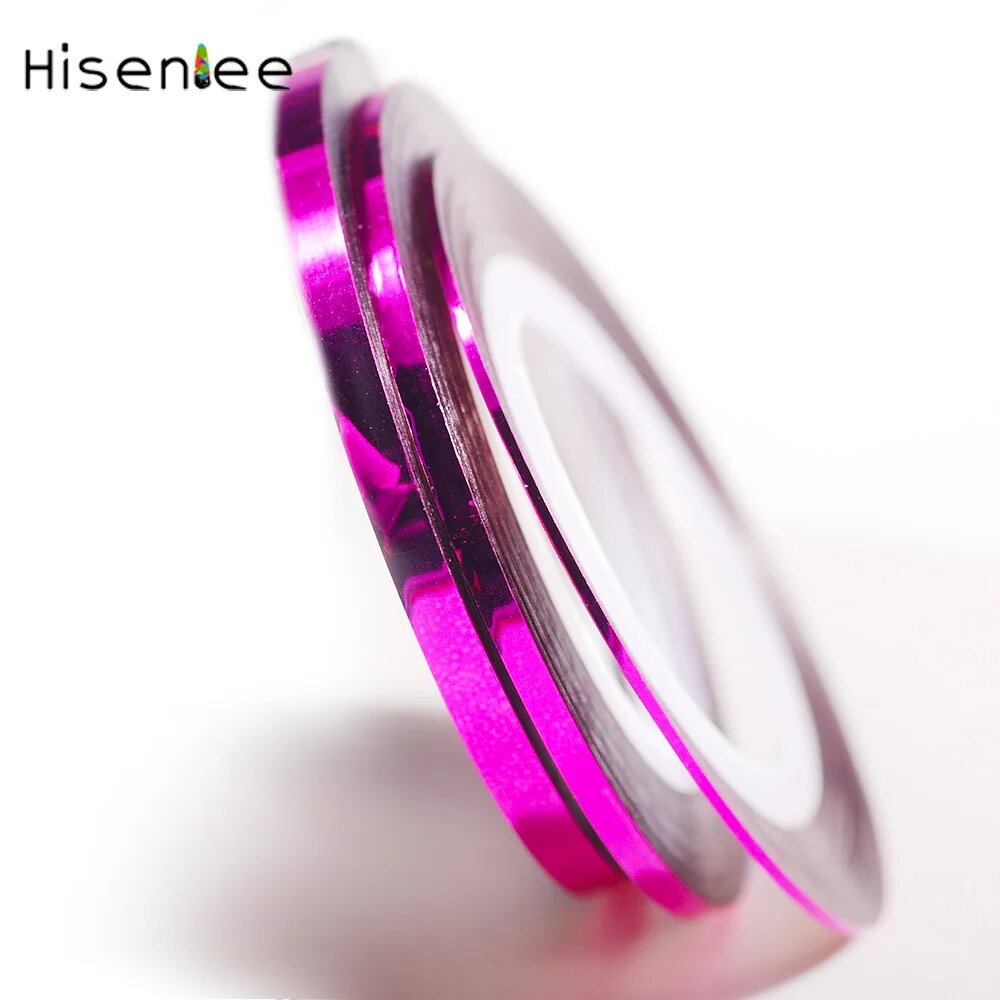 Лента для дизайна ногтей Hisenlee, розовая, 3 ролика